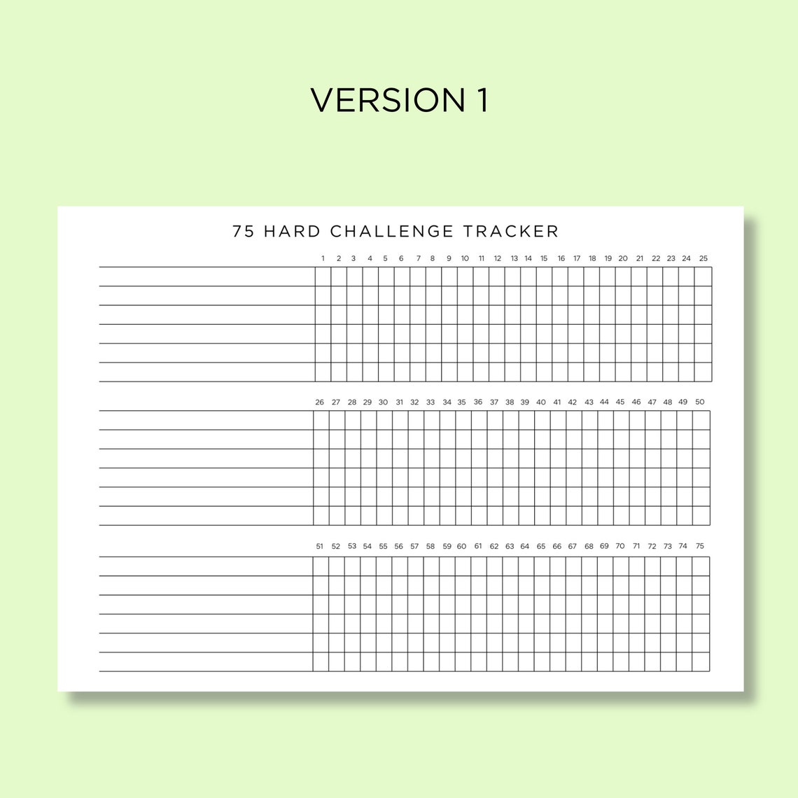 75 Hard Challenge Tracker Printable, Editable 75 Hard Challenge Tracker ...
