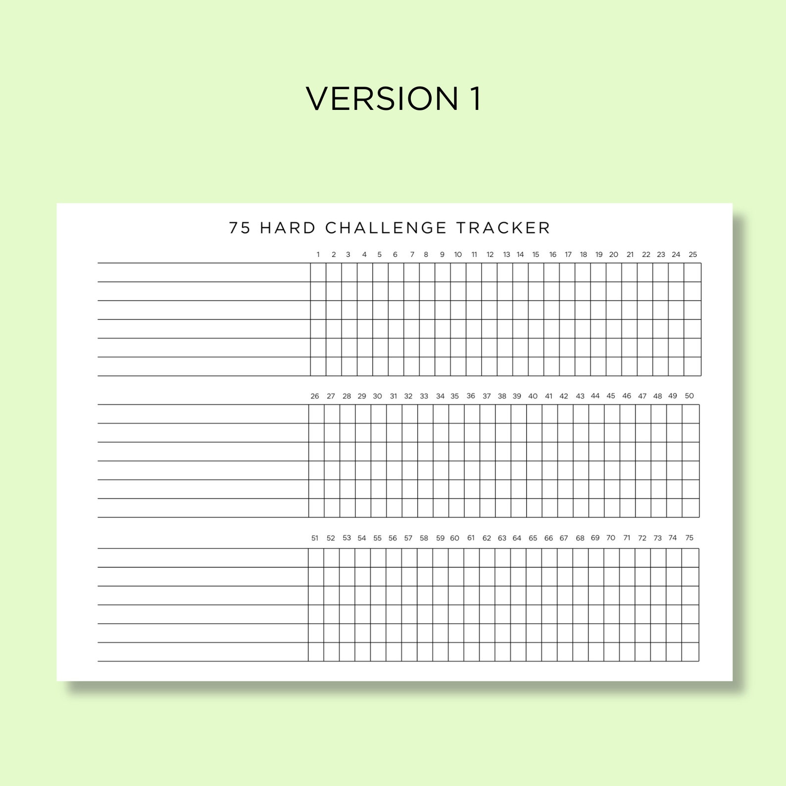 75 Hard Challenge Tracker Printable, Editable 75 Hard Challenge Tracker ...