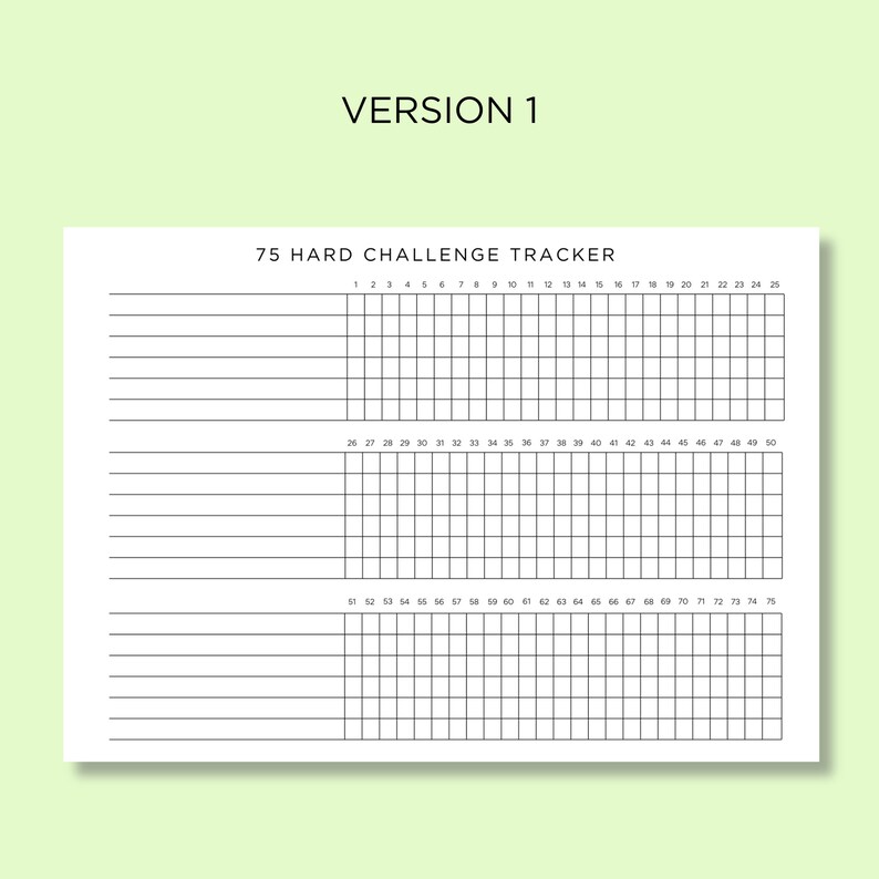 75 Hard Challenge Tracker Printable, Editable 75 Hard Challenge Tracker ...