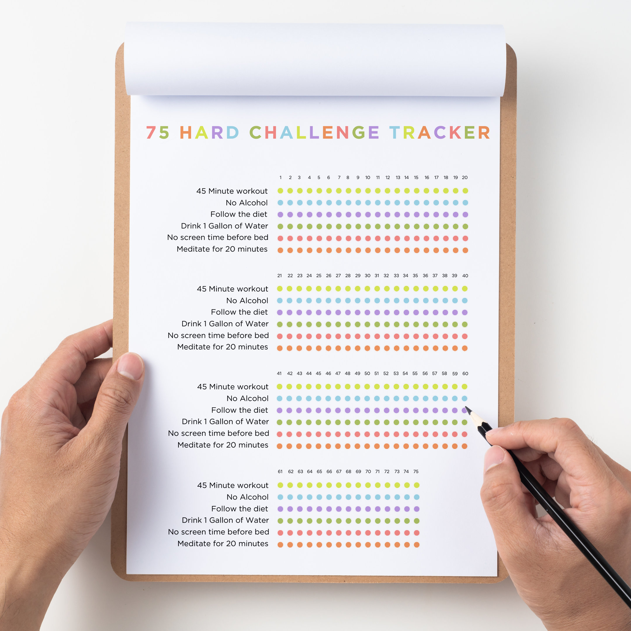75 Hard Challenge Tracker Printable, Editable 75 Hard Challenge Tracker ...