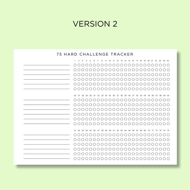 75 Hard Challenge Tracker Printable, Editable 75 Hard Challenge Tracker ...