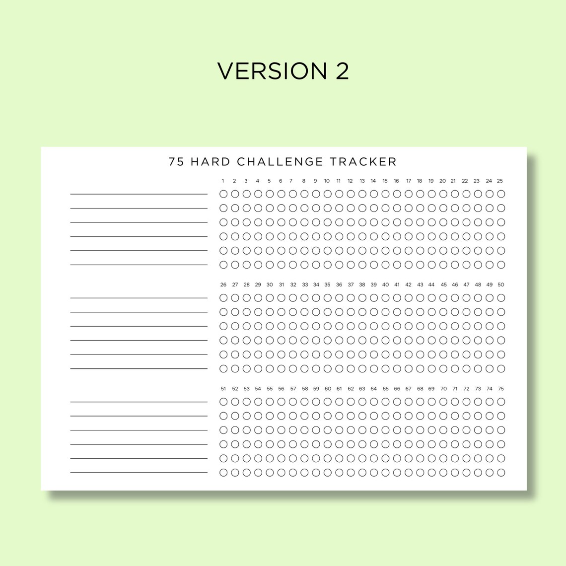 75 Hard Challenge Tracker Printable, Editable 75 Hard Challenge Tracker ...