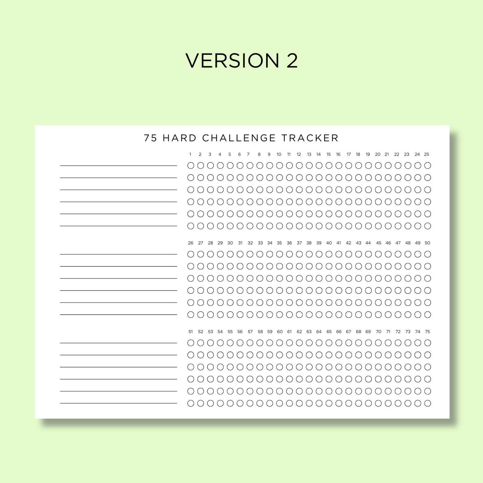 75 Hard Challenge Tracker Printable, Editable 75 Hard Challenge Tracker ...