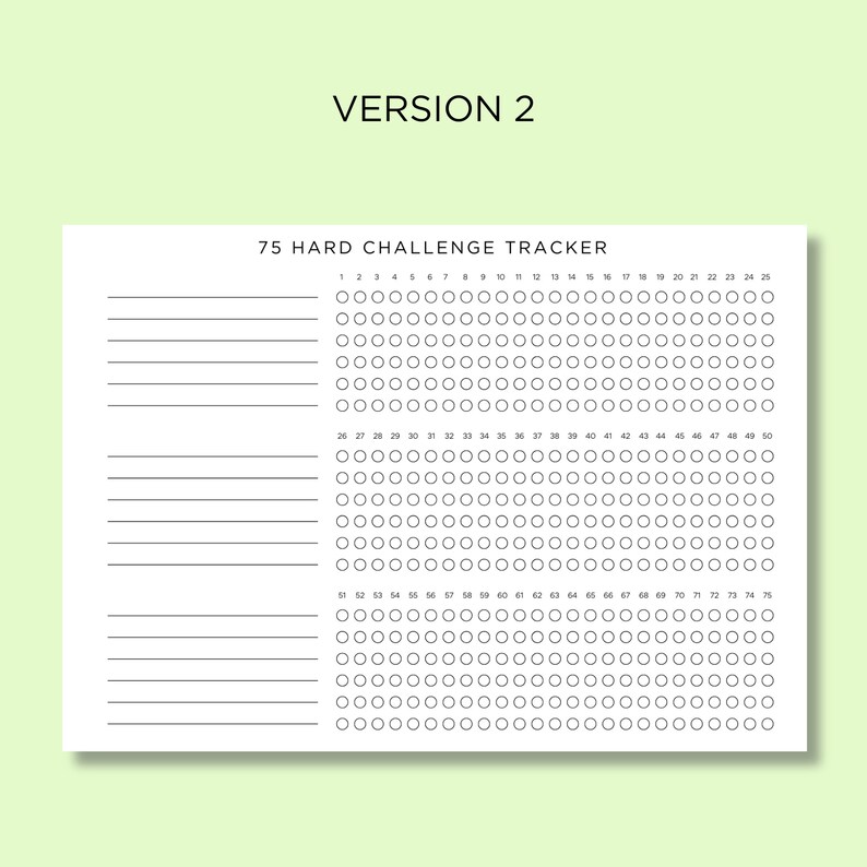 75 Hard Challenge Tracker Printable, Editable 75 Hard Challenge Tracker ...