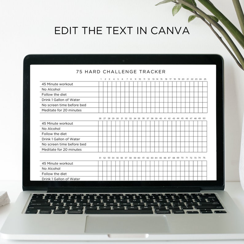 75 Hard Challenge Tracker Printable, Editable 75 Hard Challenge Tracker ...