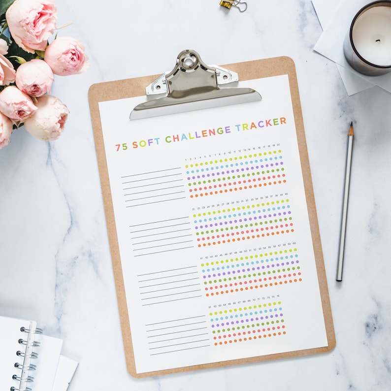 75 Soft Challenge Tracker Printable, Editable 75 Soft Challenge Tracker ...