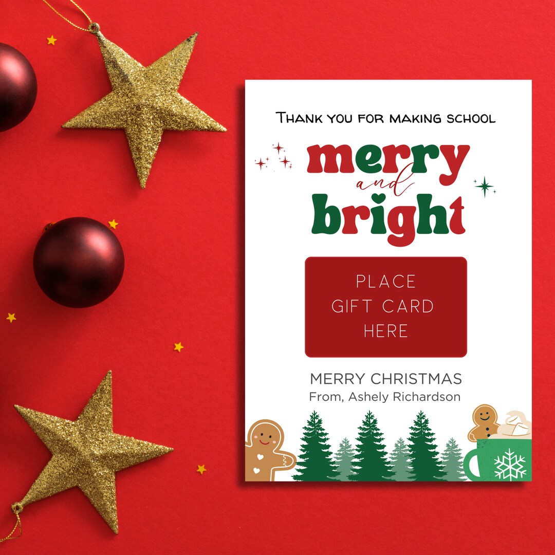 Christmas Teacher Gift Card Holder Printable Teacher - Etsy