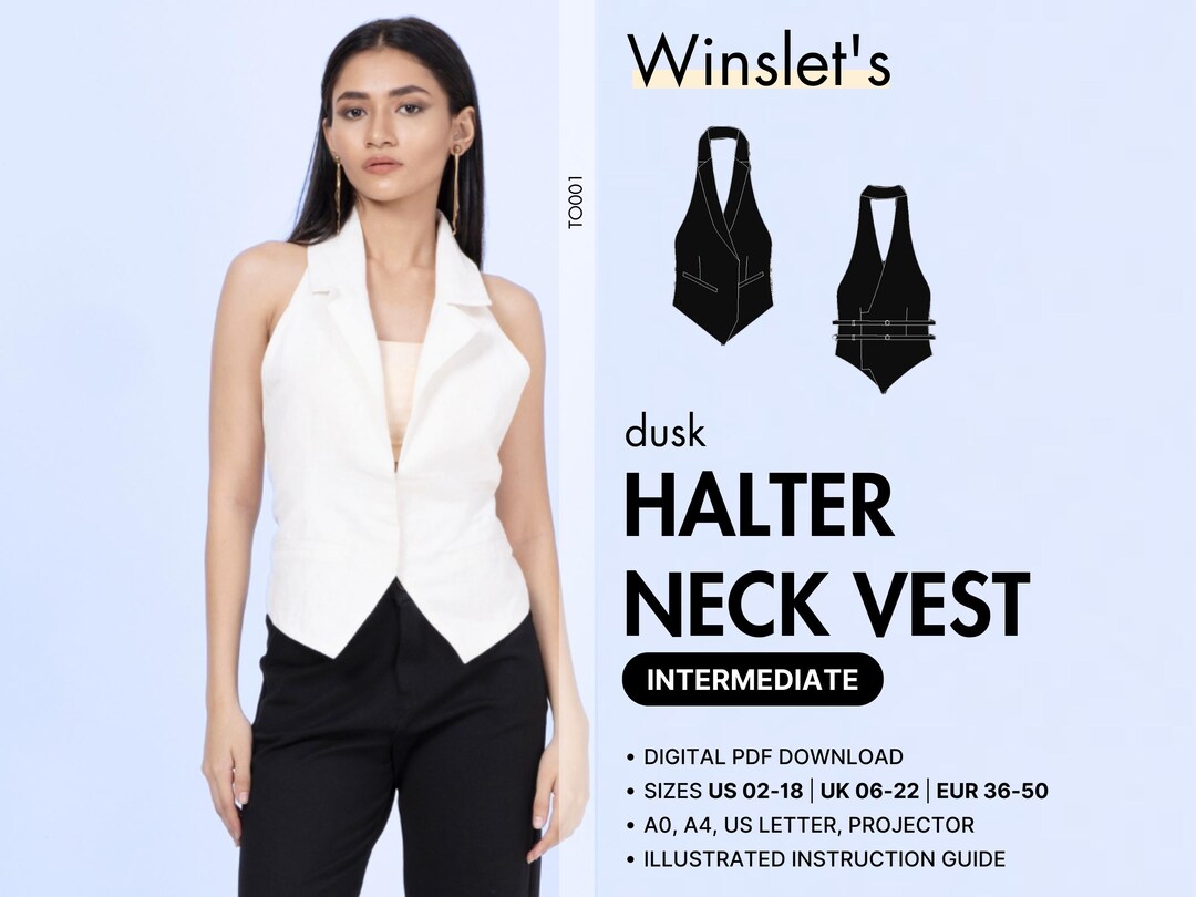 Vest Pattern| Halter Neck Pattern| Easy Top Sewing Pattern| Backless ...