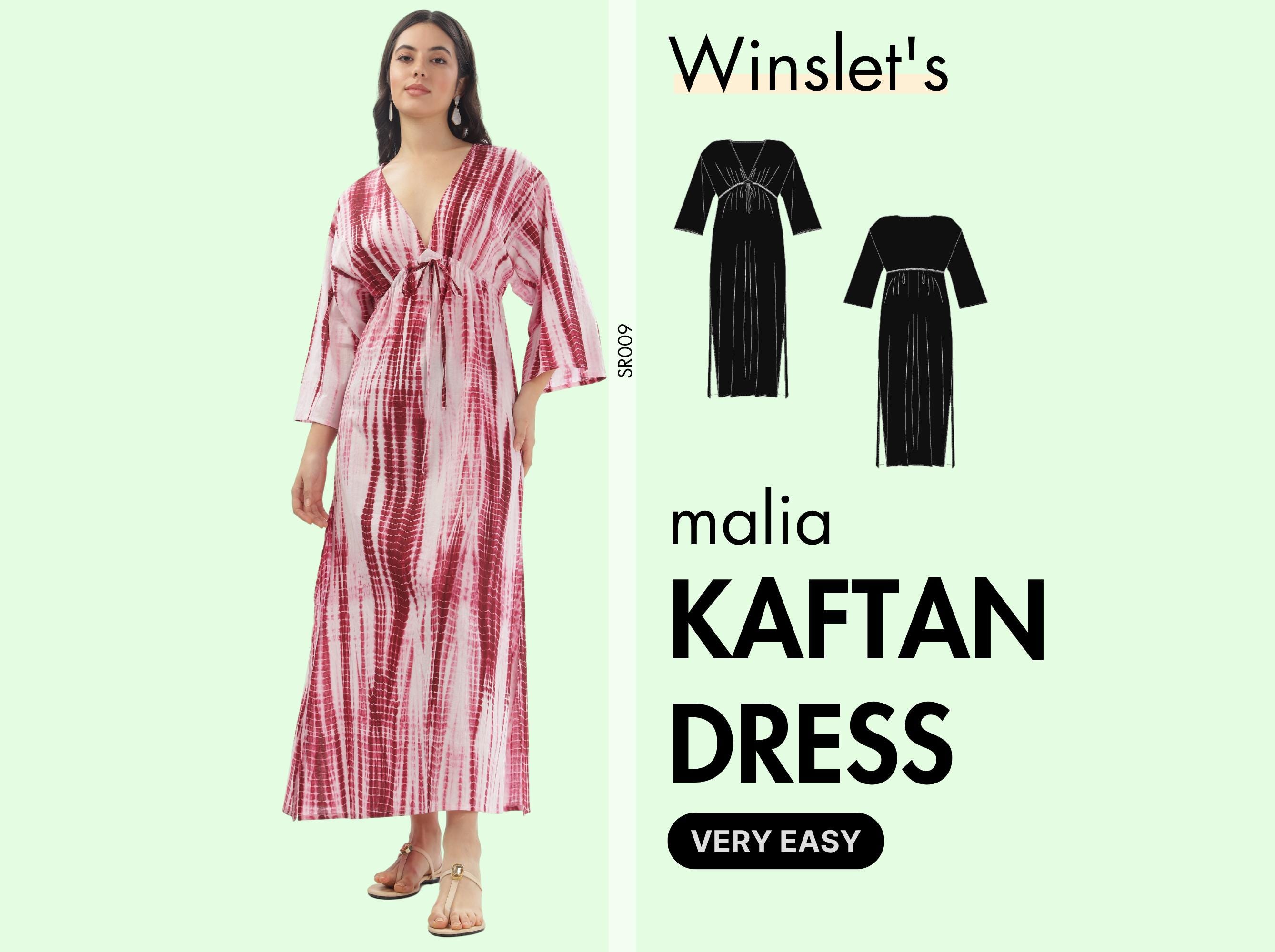 Easy Kaftan Dress Sewing Pattern| Maxi Dress With Drawstring Waist ...