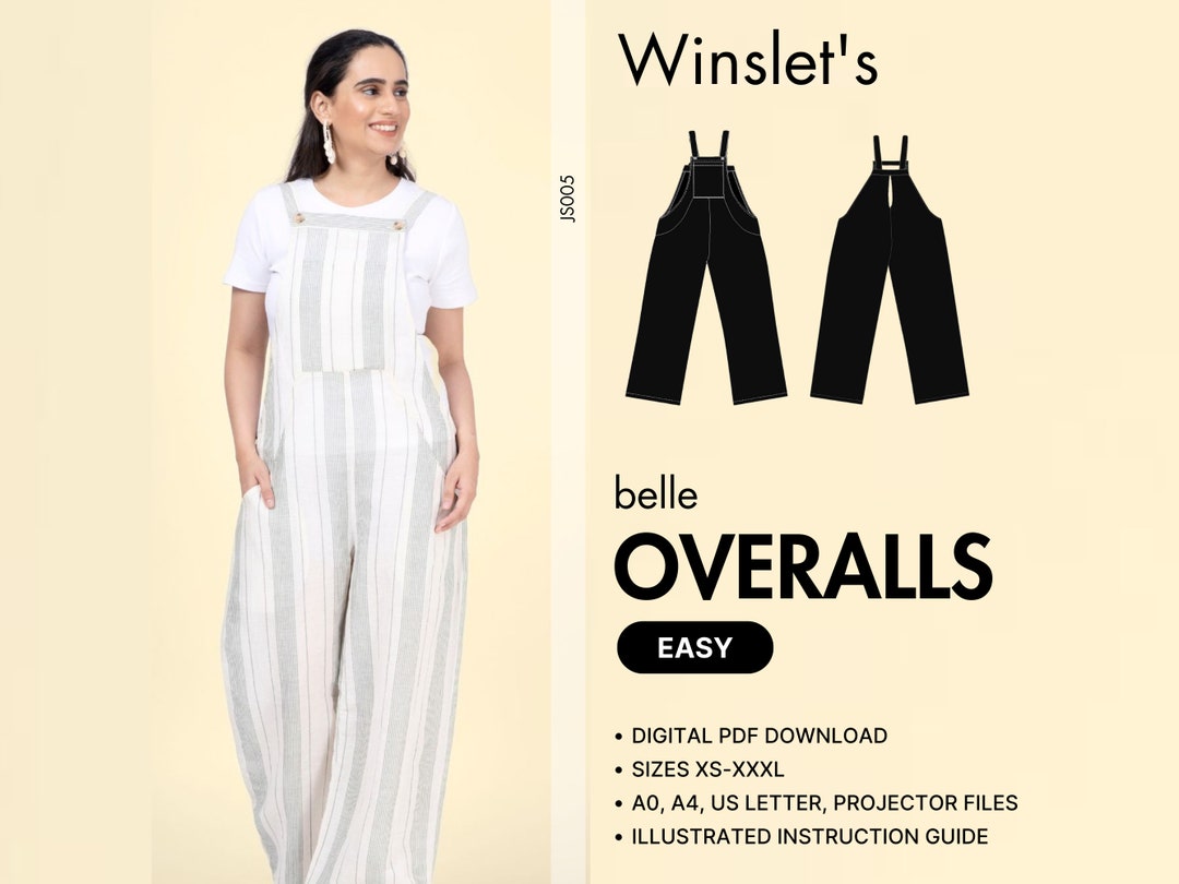 Overalls Pattern, Easy Sewing Pattern, Jumpsuit Sewing Pattern for ...