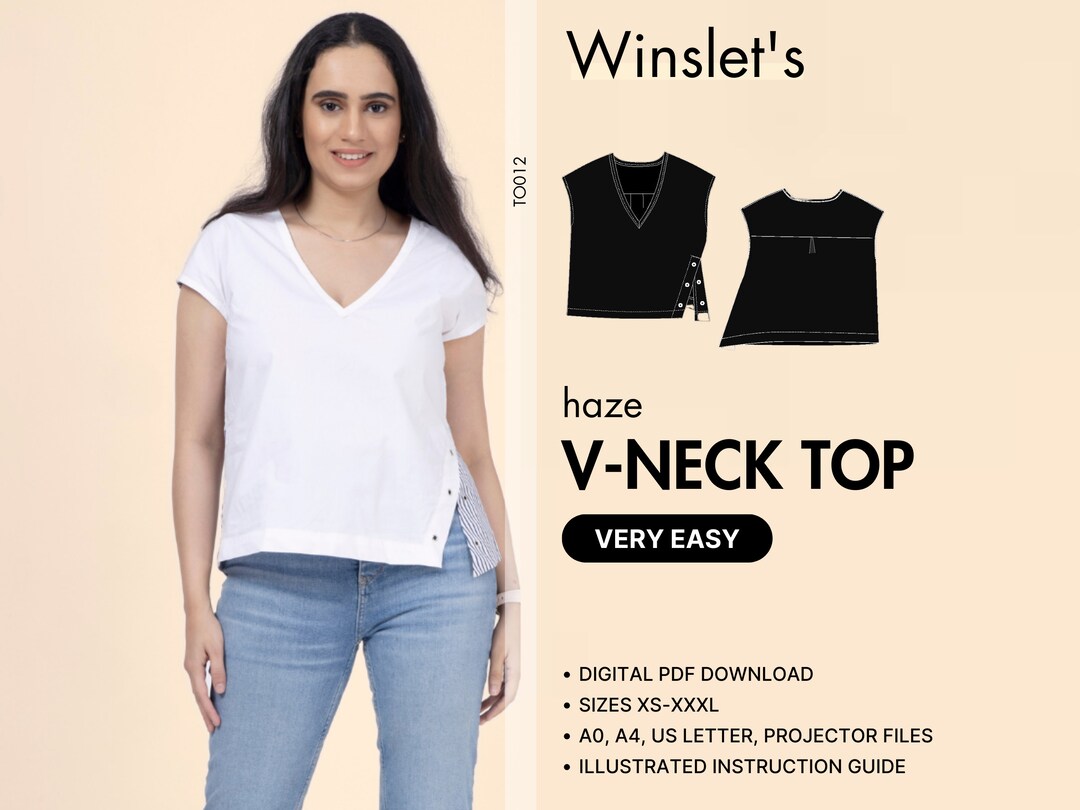 V Neck Top Pattern | Easy Top Sewing Pattern| V-neck Top Pattern for ...