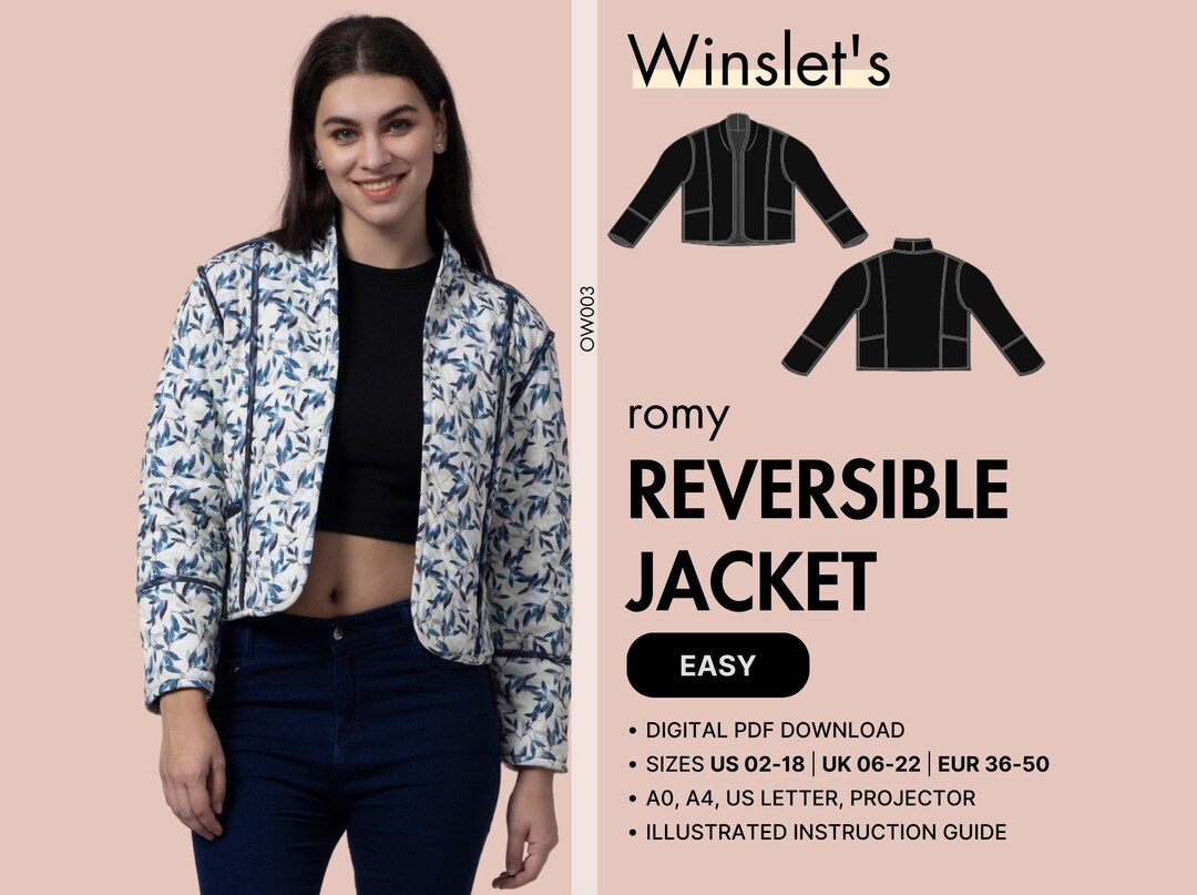 Reversible Quilted Jacket Sewing Pattern| Quilted Jacket PDF Pattern ...