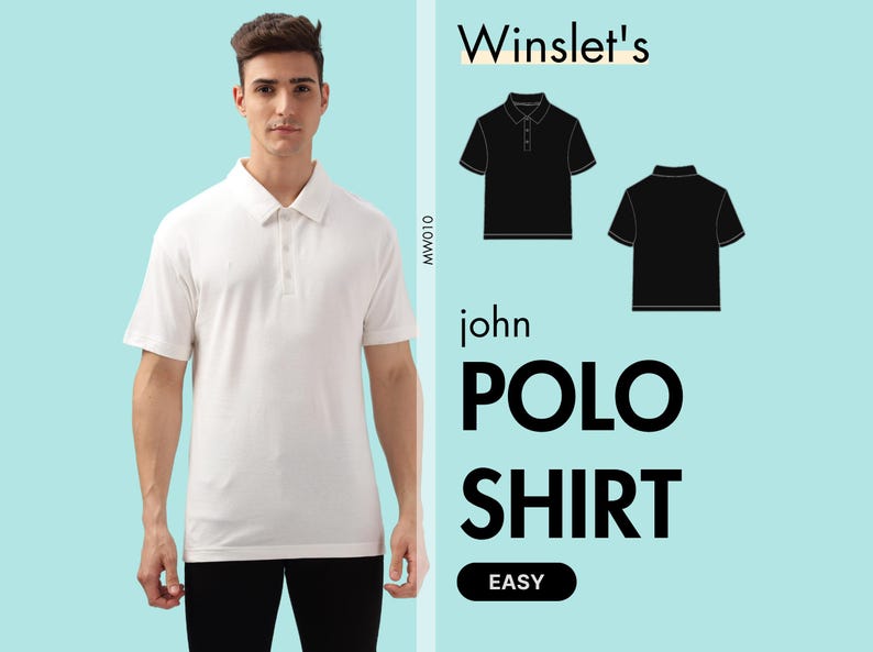 Easy Men's Polo Shirt Sewing Pattern PDF| Regular Fit Short Sleeve ...