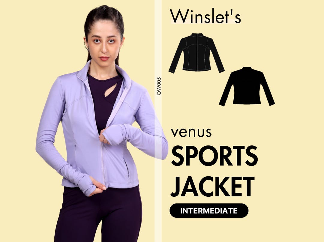 High Collar Sports Jacket Sewing Pattern| Slim Fit Zip-up Activewear ...