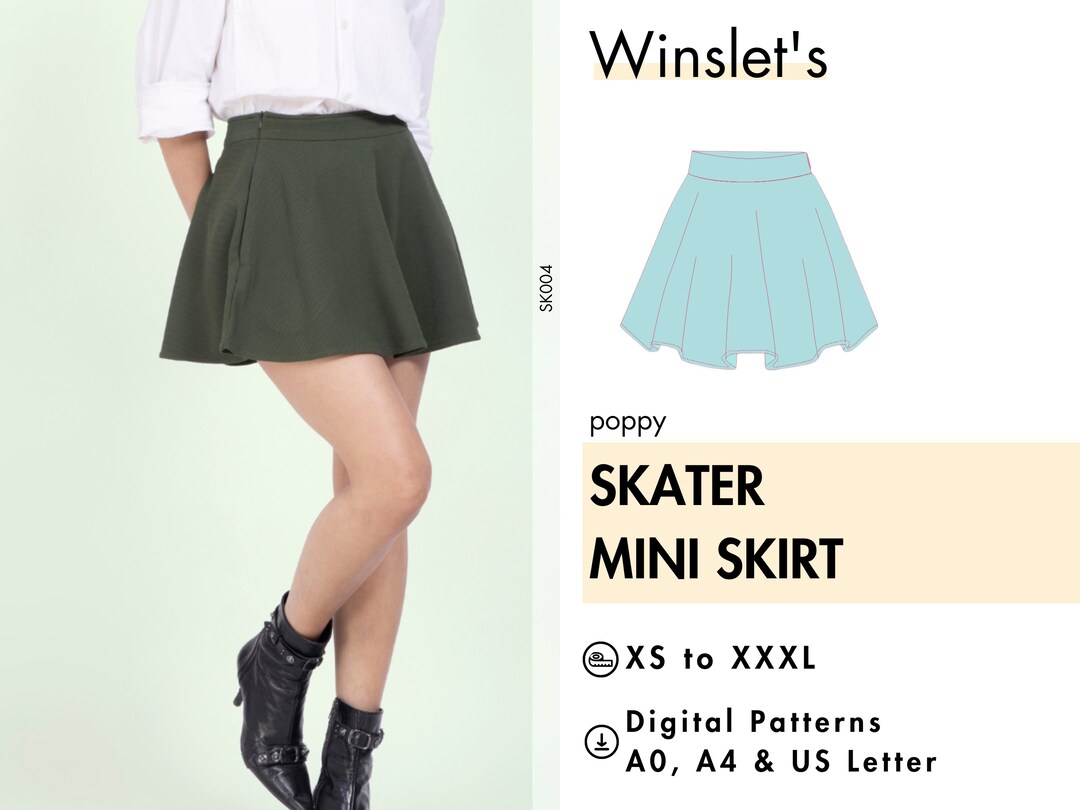 Easy Skirt Sewing Pattern for Women, Mini Skirt Pattern PDF Download ...