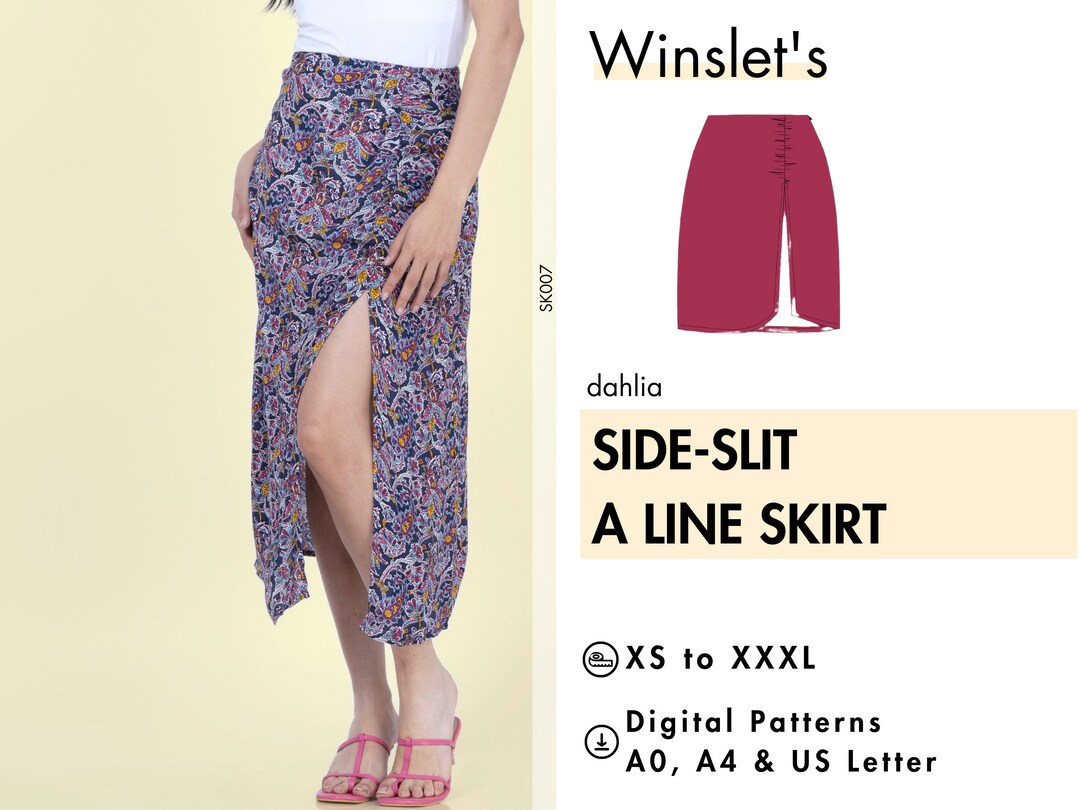 Slit Skirt Pattern A line Skirt Pattern Easy Summer Skirt Pattern Skirt Sewing Pattern for Women ...