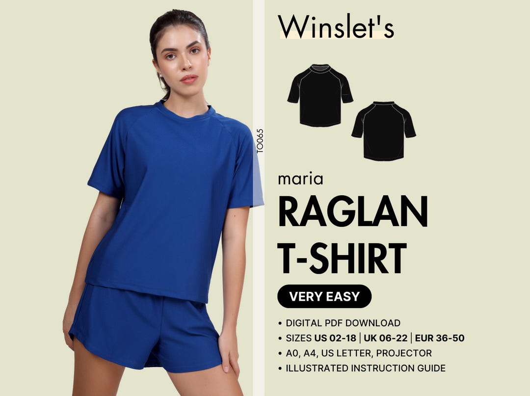 Raglan T-shirt Pattern| Tshirt Sewing Pattern for Women| Raglan Sleeves ...
