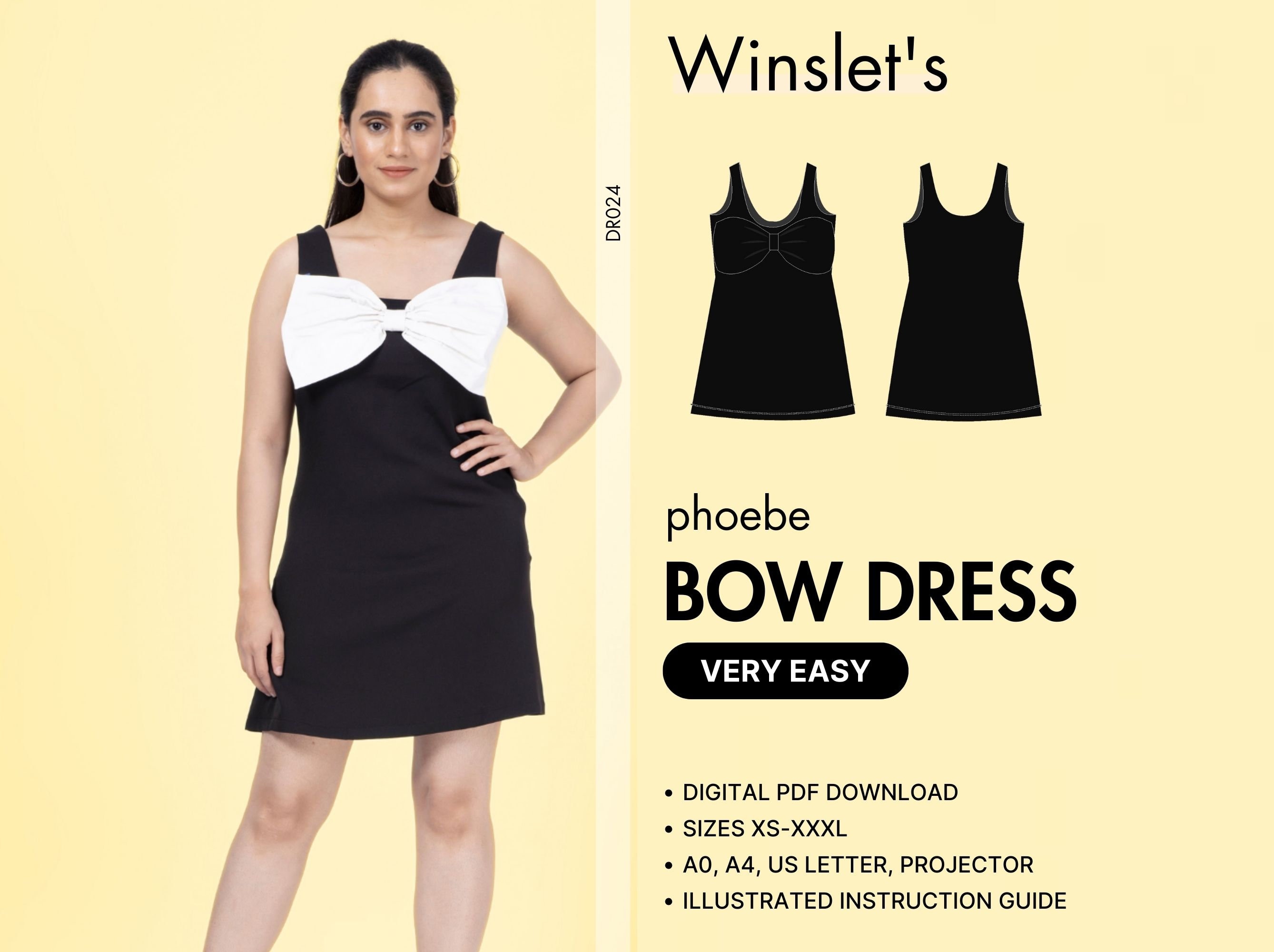 Bow Dress Pattern Mini Dress Pattern With Bow Prom Dress Sewing Pattern ...