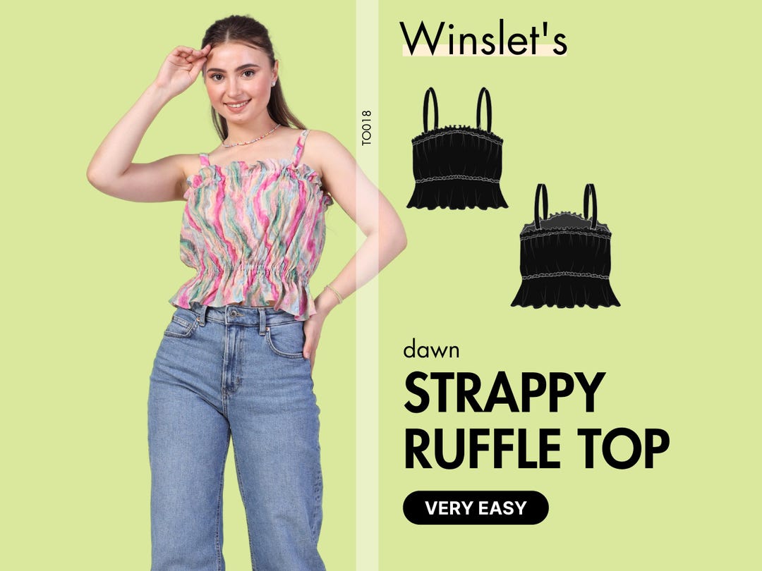 Top Sewing Pattern| Ruffle Top Pattern| Strappy Top Pattern| US 02-32 ...