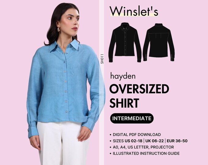 Dia Shirt - Digital PDF Sewing Pattern A4/a0/usletter Shirt Button up ...