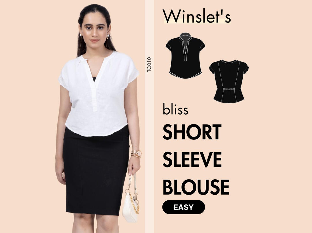 Blouse Pattern | Short Sleeve Blouse Pattern| Easy Blouse Sewing Pattern| Simple Top Pattern for ...