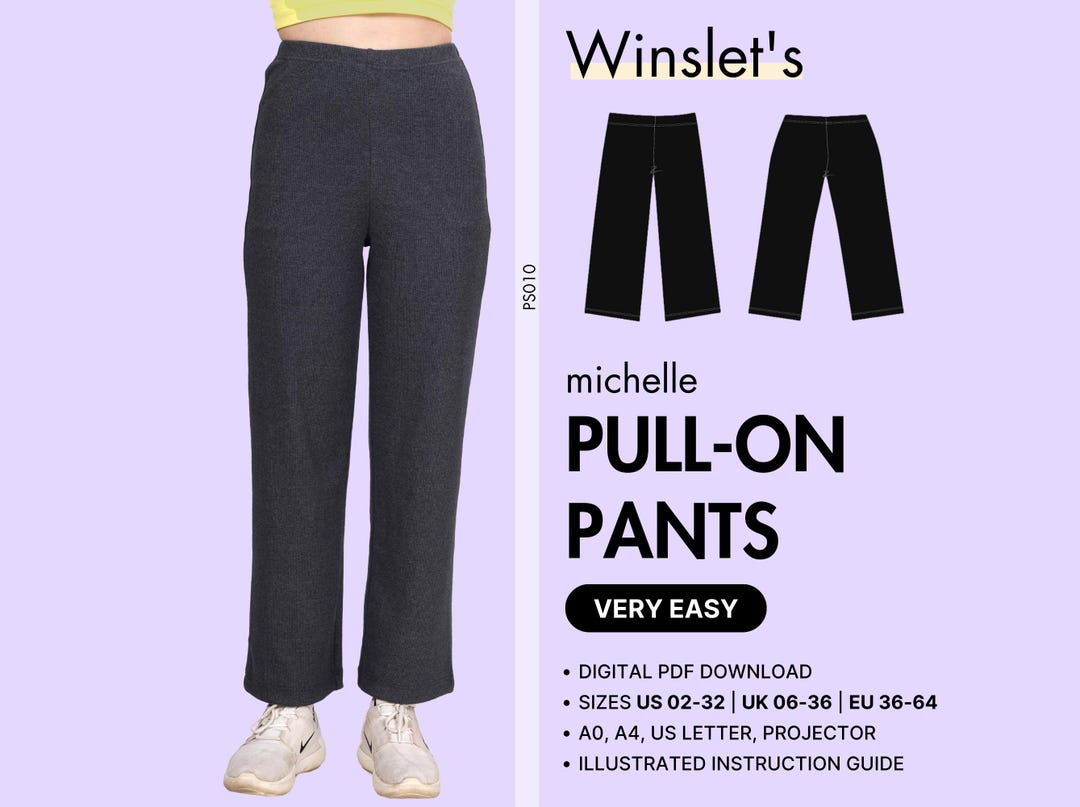 Pull-on Pants Sewing Pattern| Pajama Pants Pattern for Women| Pajama Pants With Elastic ...