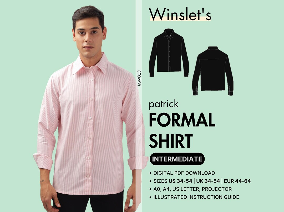 Formal Shirt Pattern| A Classic Button Down Shirt for Men| Digital ...