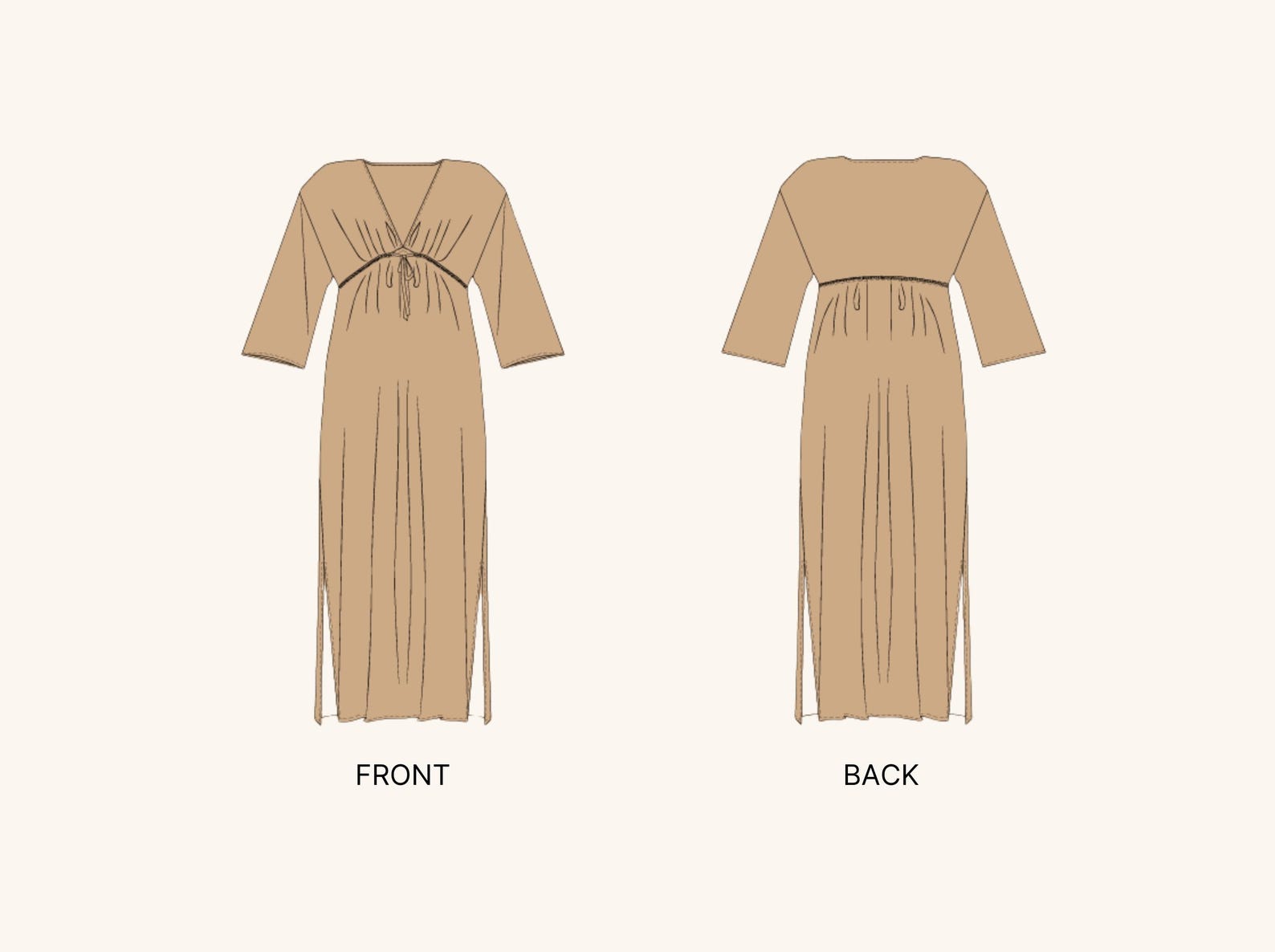Easy Kaftan Dress Sewing Pattern| Maxi Dress With Drawstring Waist ...