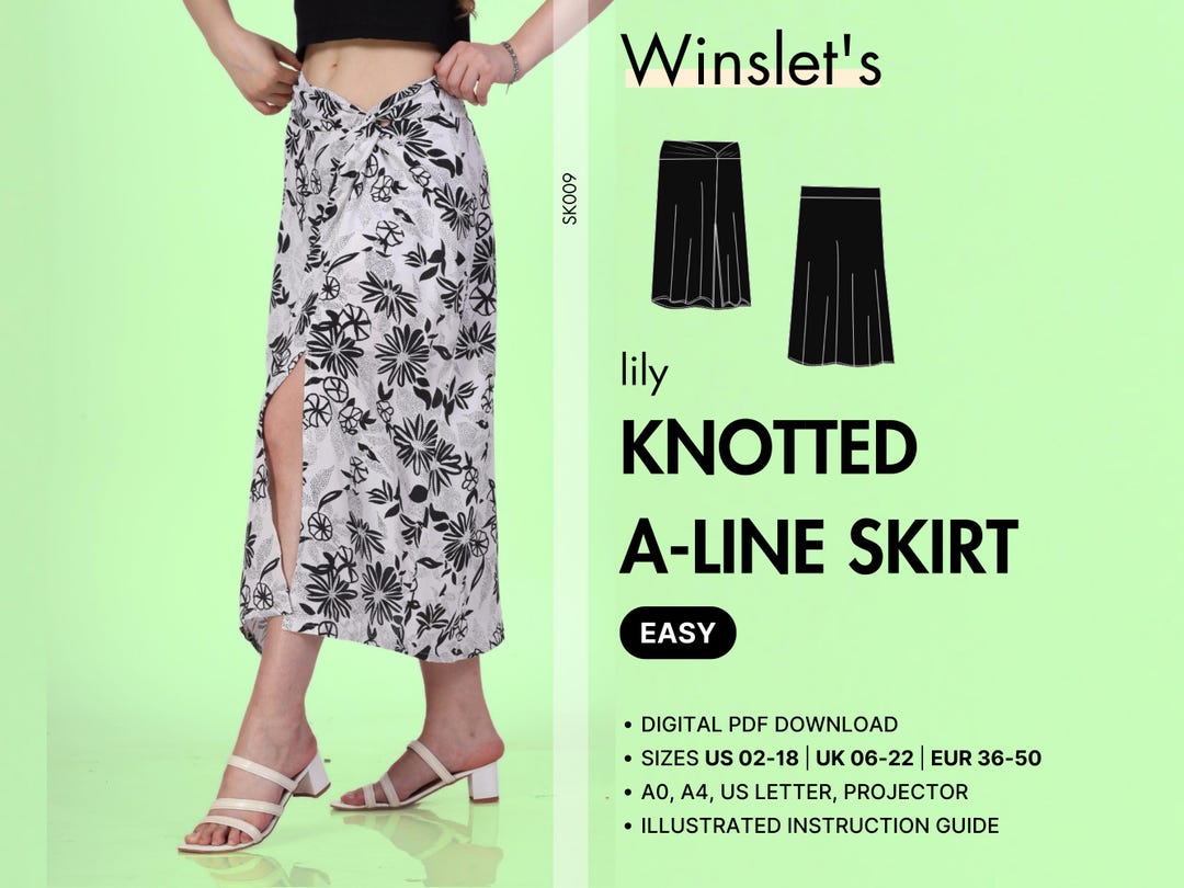 A Line Skirt Pattern| Slit Skirt Pattern| Summer Skirt Sewing Pattern ...