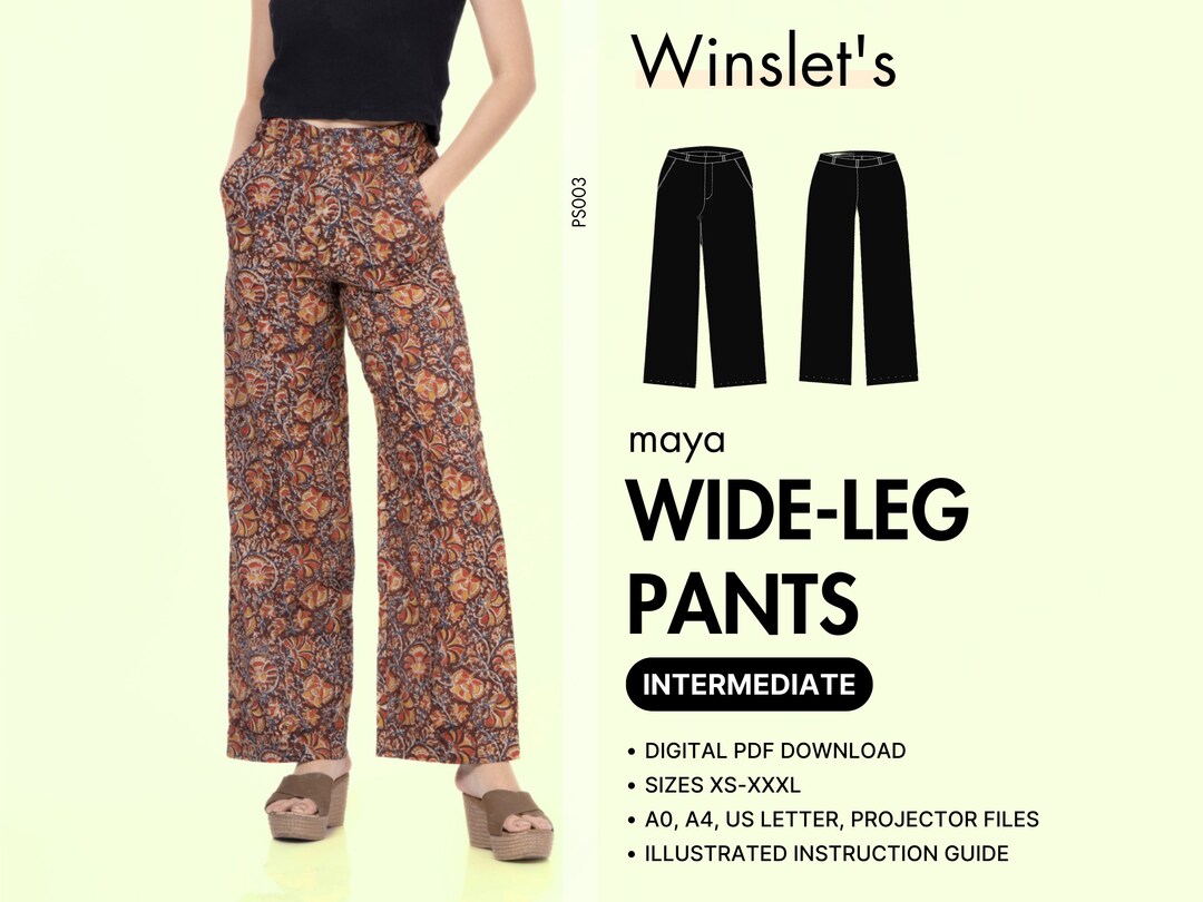 Wide Leg Pants Pattern for Women Summer Pants Sewing Pattern Wide Leg ...