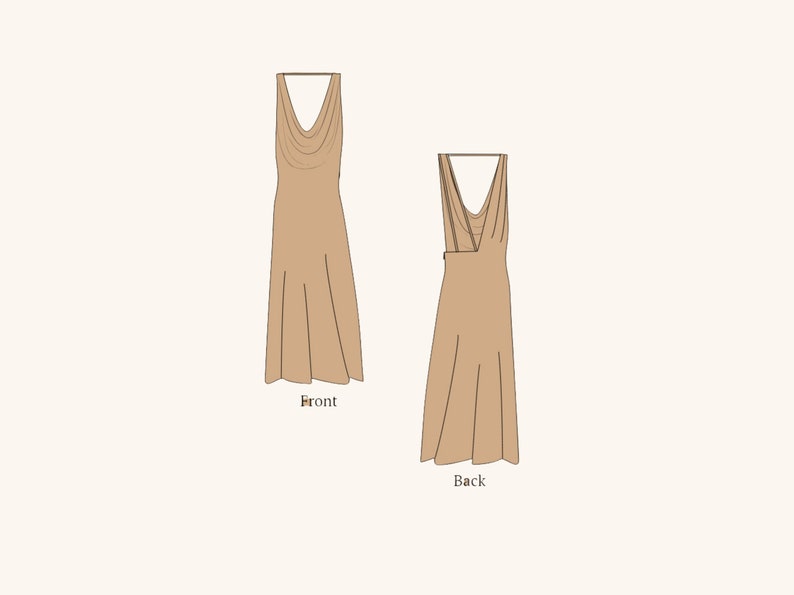 Backless Cowl Neck Gown Dress Pattern Cowl Neck Dress Backless Dress ...