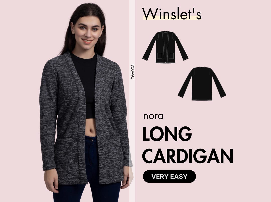 Cardigan Sewing Pattern| Open-front Cardigan Pattern for Women| Long ...