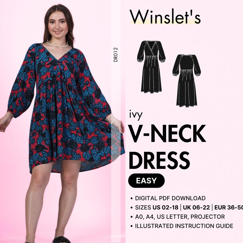 V Neck Dress Pattern - Etsy