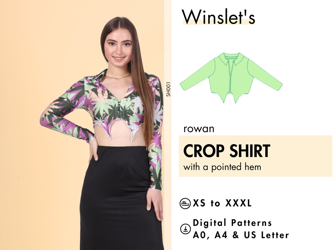 Shirt Pattern Crop Top Pattern Knit Top Pattern Digital Pointed Hem ...