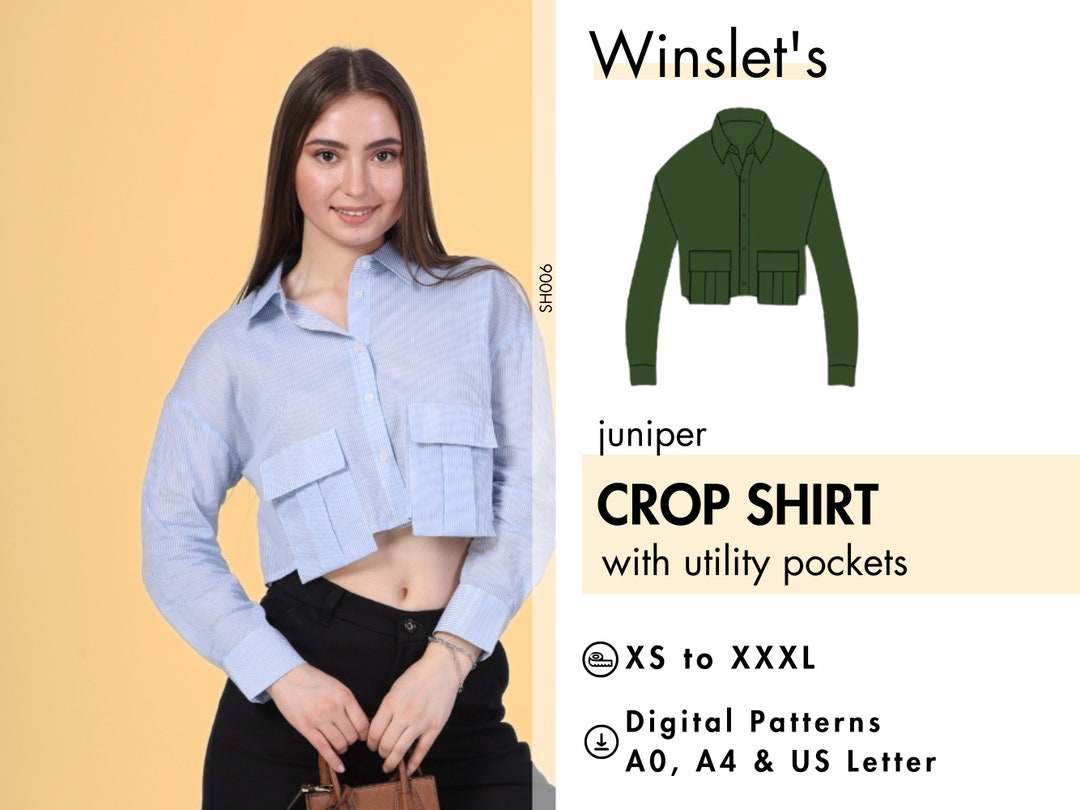 Shirt Pattern Crop Top Pattern Shirt Sewing Pattern for Women Long ...