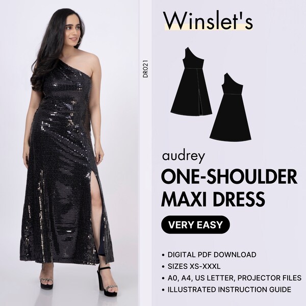 One Shoulder Dress Pattern - Etsy