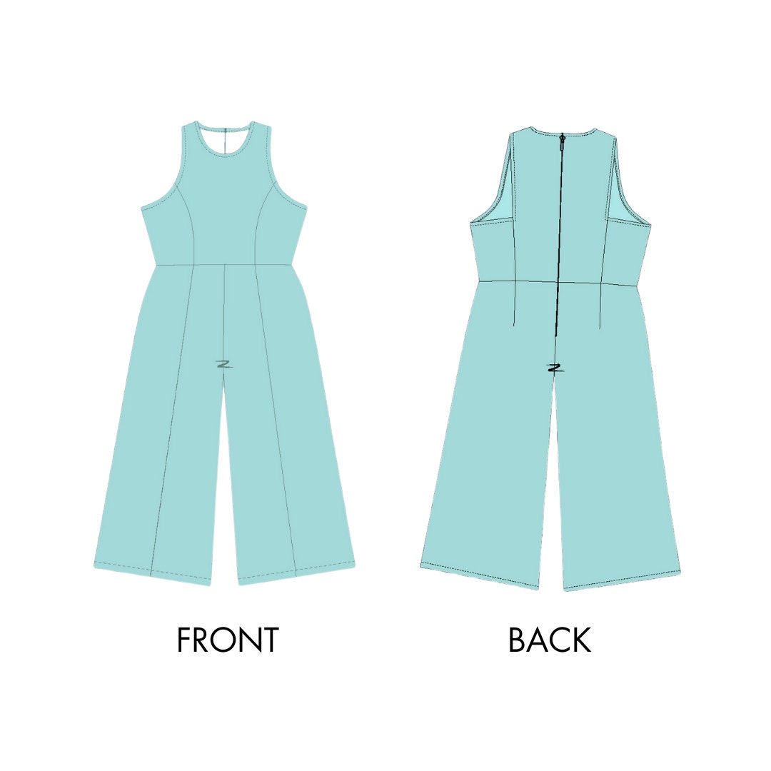 Jumpsuit Sewing Pattern, Easy Sewing Pattern, Digital Pattern, Wide Leg Jumpsuit Pattern for ...