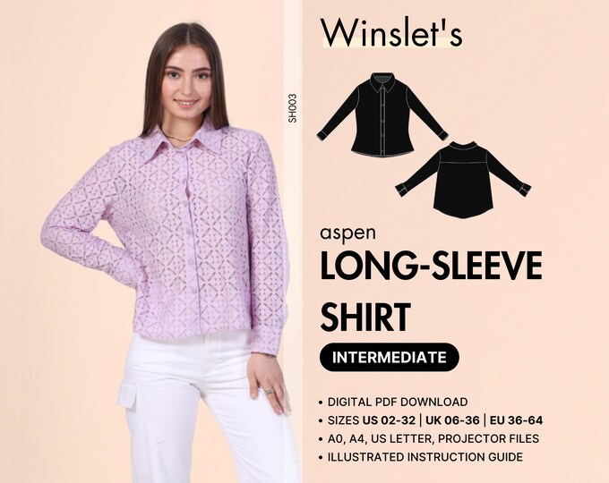 Dia Shirt Digital PDF Sewing Pattern A4/a0/usletter Shirt Button up ...