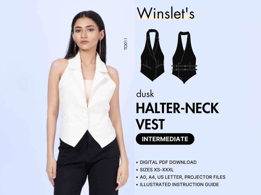 Vest Pattern Halter Neck Pattern Easy Top Sewing Pattern Backless Top ...