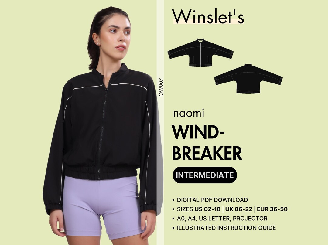 Windbreaker Pattern| Lightweight Windbreaker Sewing Pattern for Women ...