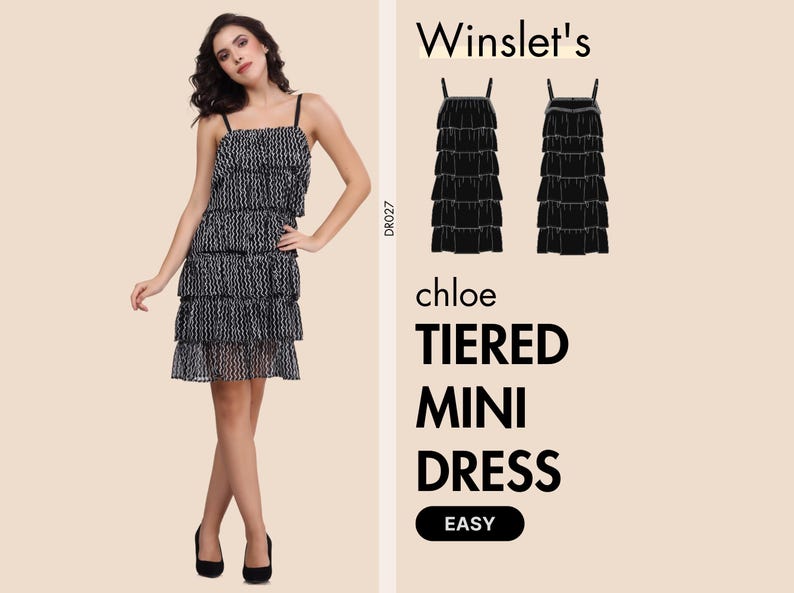 Beginner Mini Dress Sewing Pattern| Easy Tiered Mini Dress PDF| Square ...