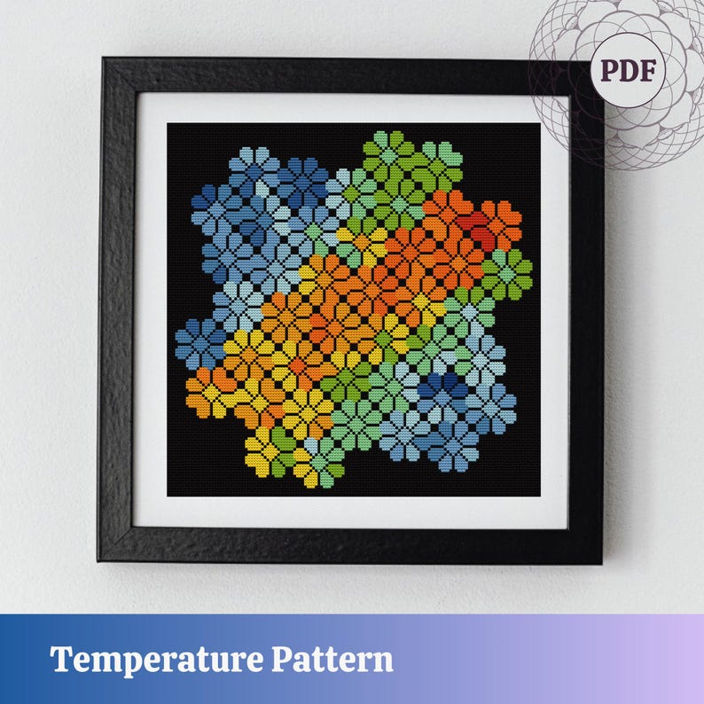 Flower Temperature Chart - Cross-stitch PDF Floral Pattern - Weather ...