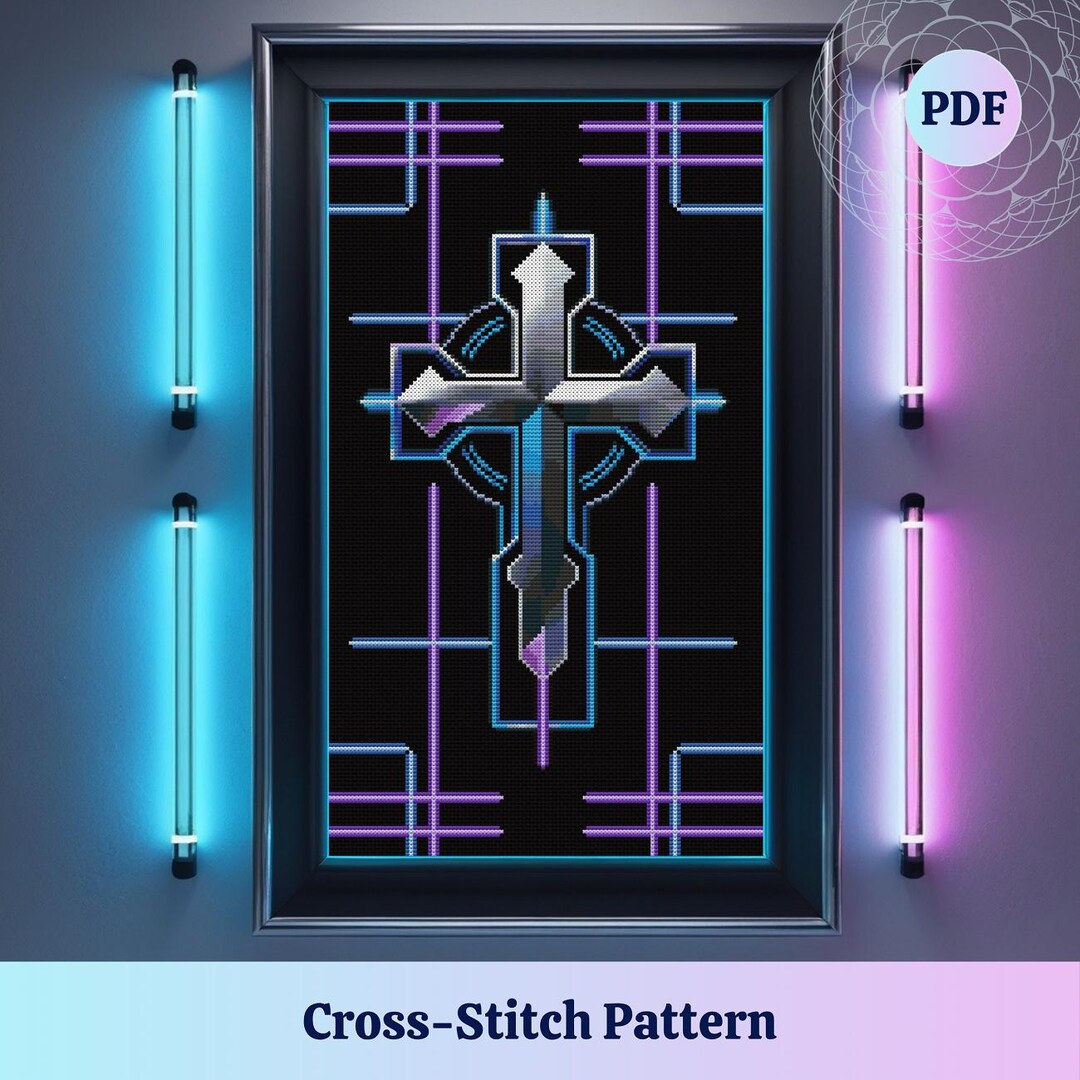Cyberpunk Christian Cross Stitch Pattern: Religious Crucifixion (PDF ...