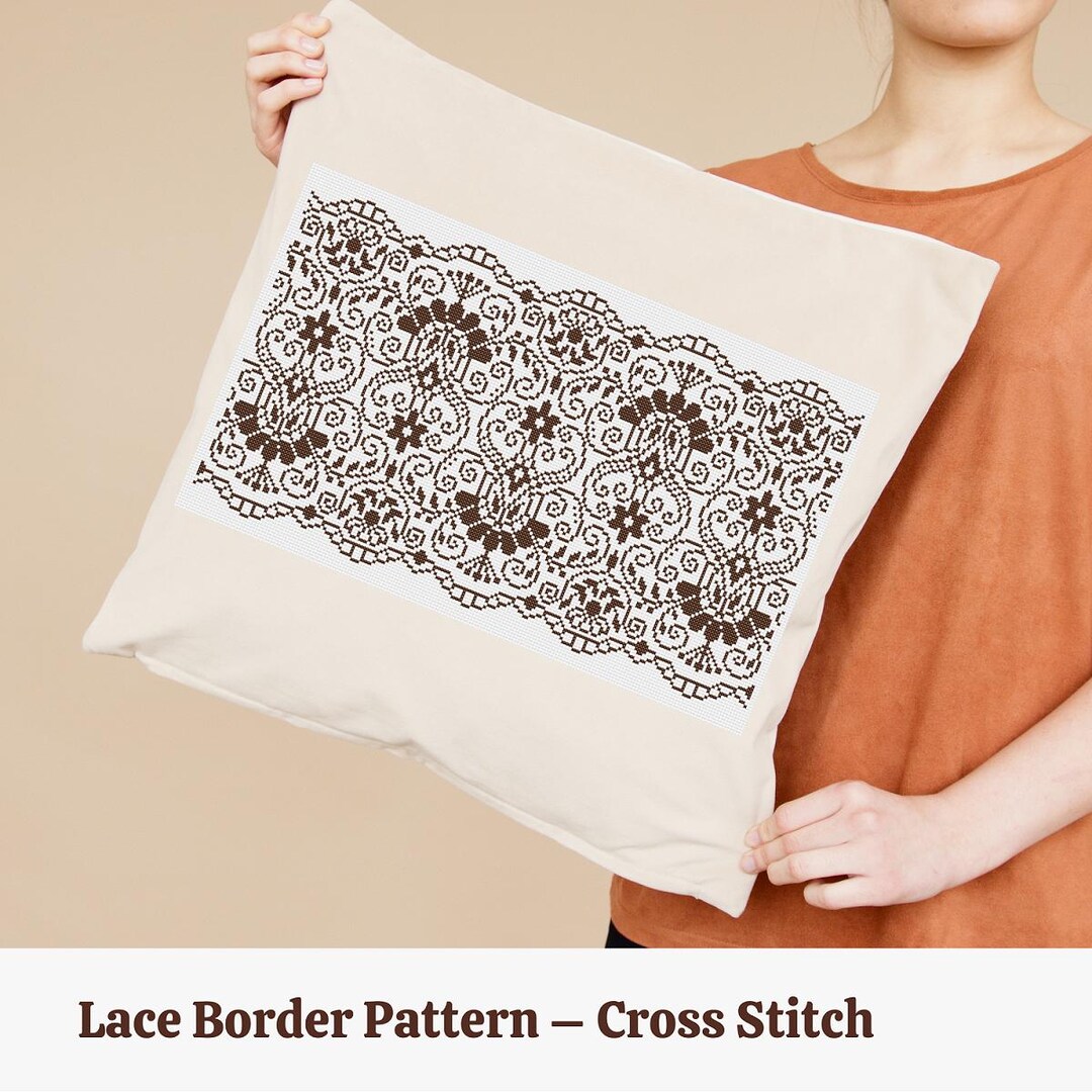 Lace Border Cross-stitch Pattern - Embroidery Digital Scheme - Easy ...