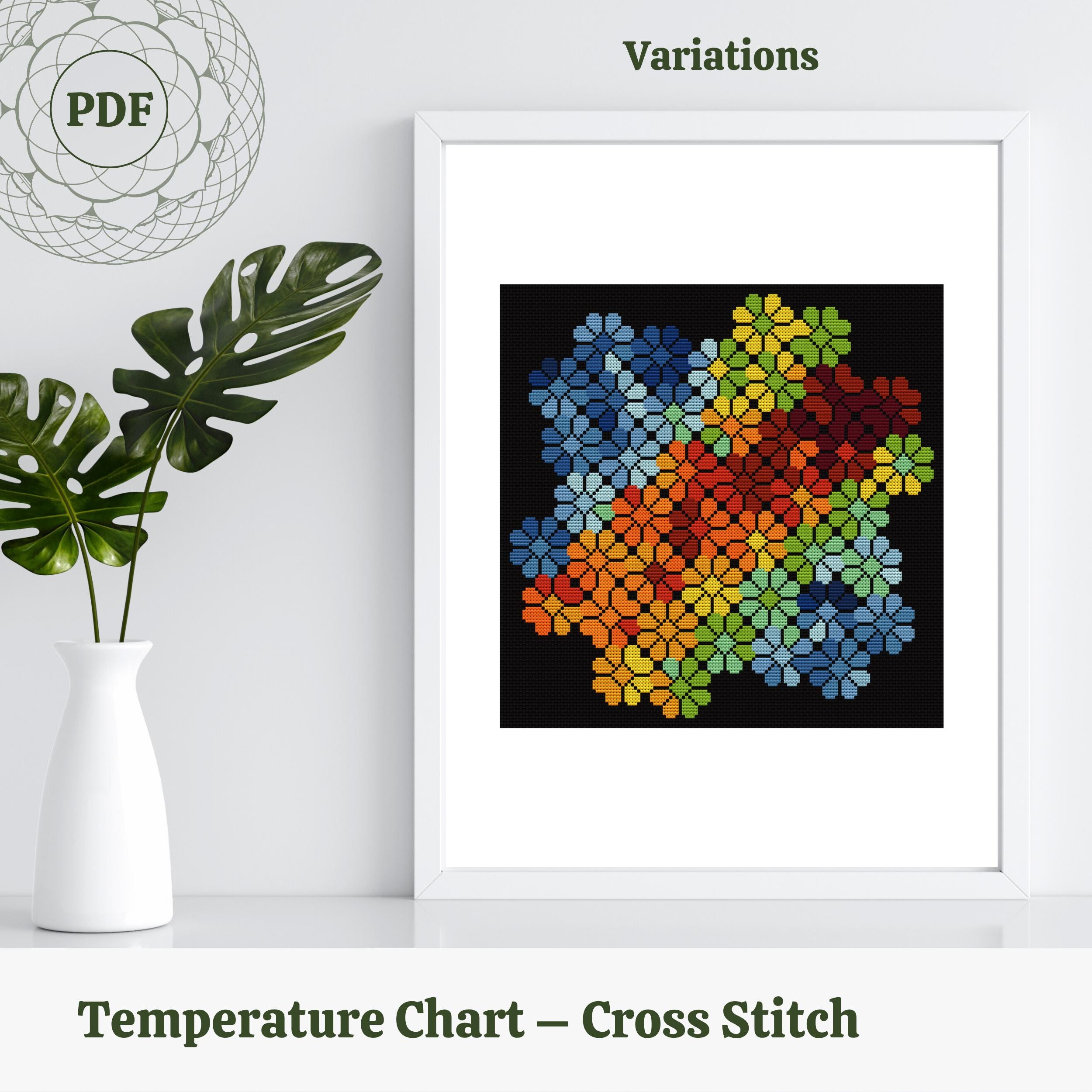 Flower Temperature Chart - Cross-stitch PDF Floral Pattern - Weather ...