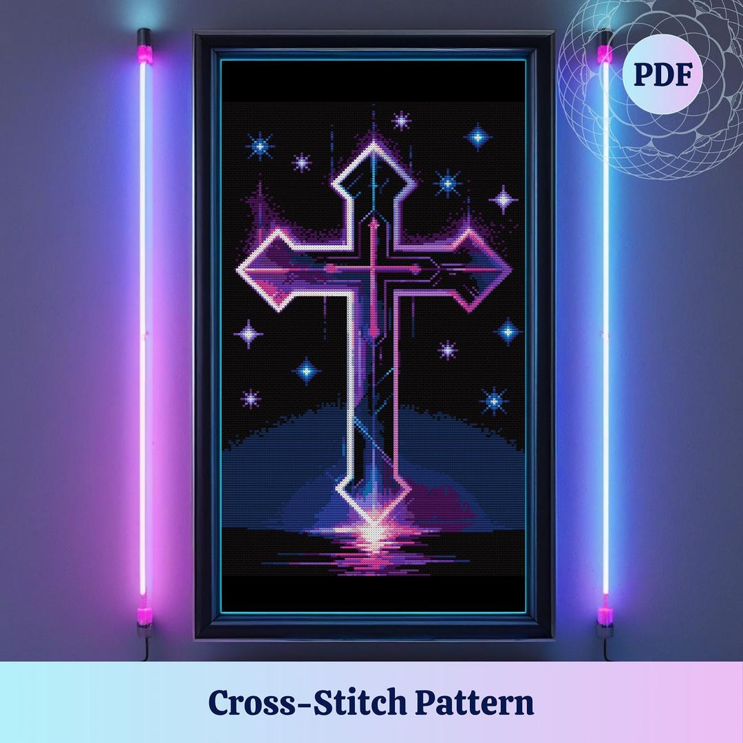 Cyberpunk Cross Stitch Pattern: Religious Crucifixion (PDF Download ...