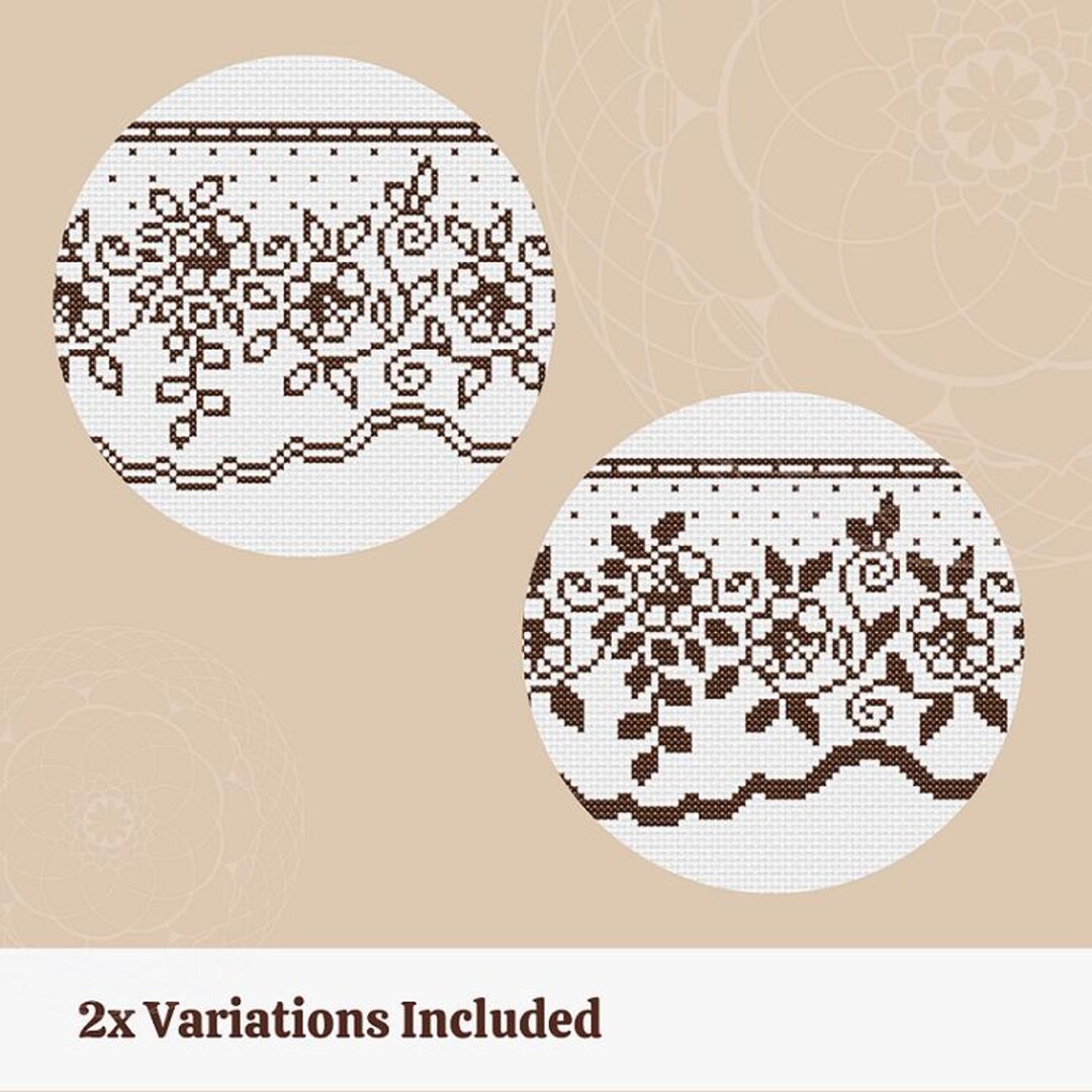 Lace Border Cross-stitch Pattern - Embroidery Digital Scheme - Easy ...