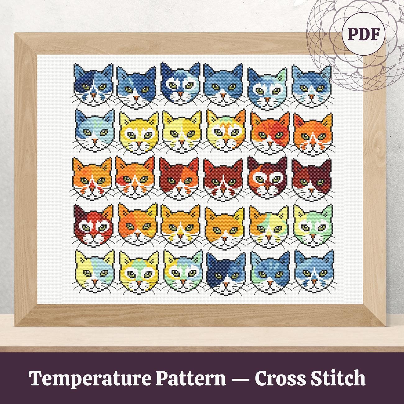Temperature Chart - Cats Cross-stitch PDF Pattern - Kitty Yearly ...