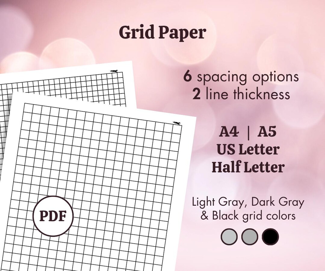 Printable Grid Paper Bundle - Square Checkered PDF - A4 A5 Letter Sizes ...