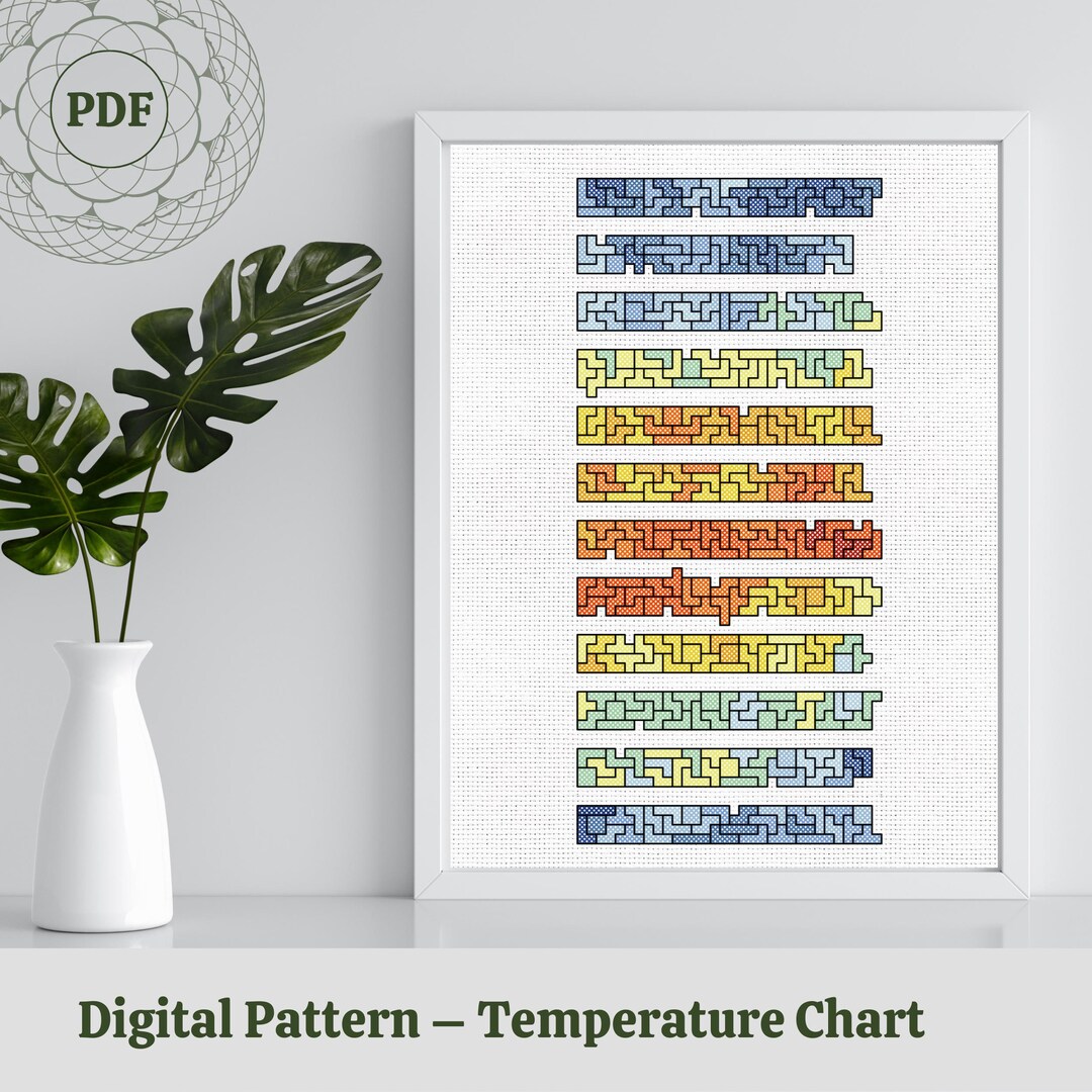 Cross-stitch PDF Pattern - Temperature Chart - Retro Game Embroidery ...